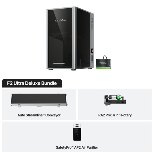 xTool F2 Ultra MOPA 60W + Diode 40W - Pack Deluxe - Polyfab3D