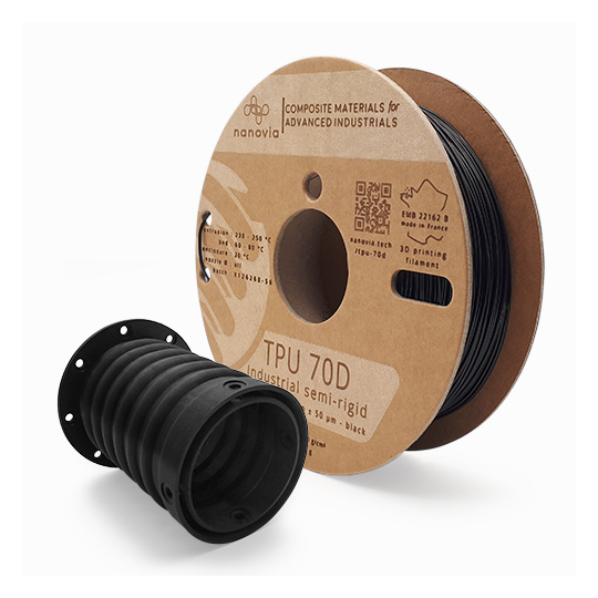 Nanovia TPU 70D Noir - 1,75 mm - 500 g - Polyfab3D